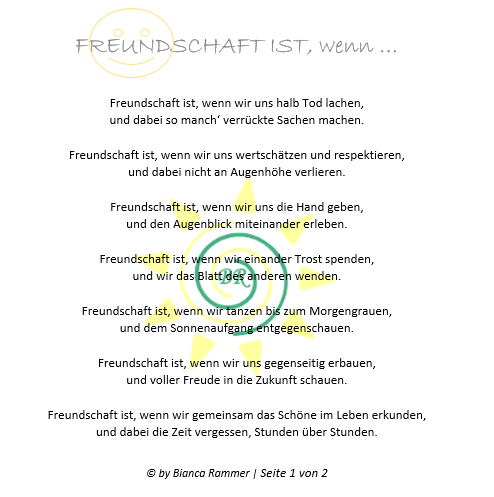 Gedicht zum Thema Freundschaft - Bianca Rammer | Individuelle Gedichte ...
